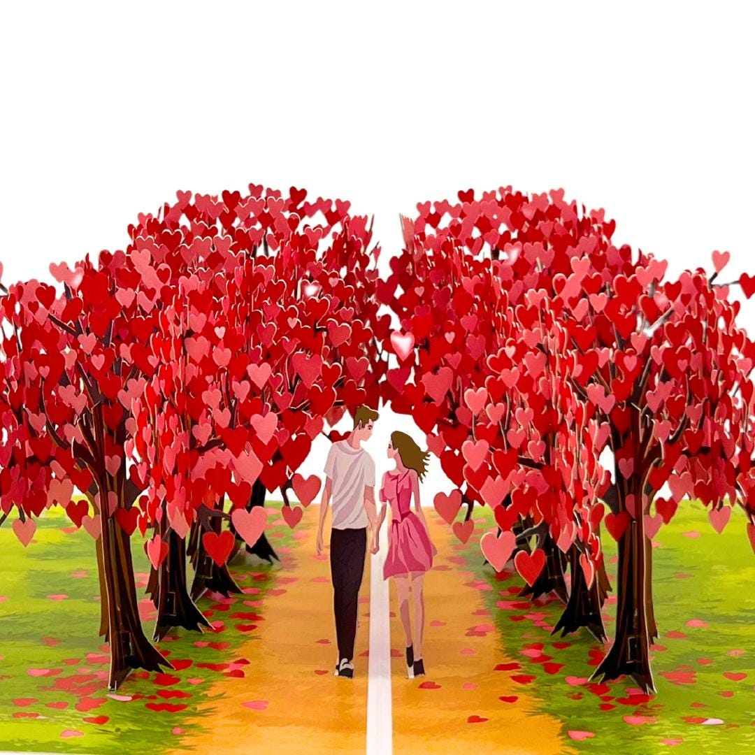 Personalised Romantic Heart Tree Avenue 3D Pop-up Card, 3D Love Tree ...