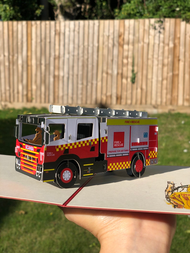 Fire Engine Pop up Card Fathers Day Pop up Card Fire Truck | Etsy