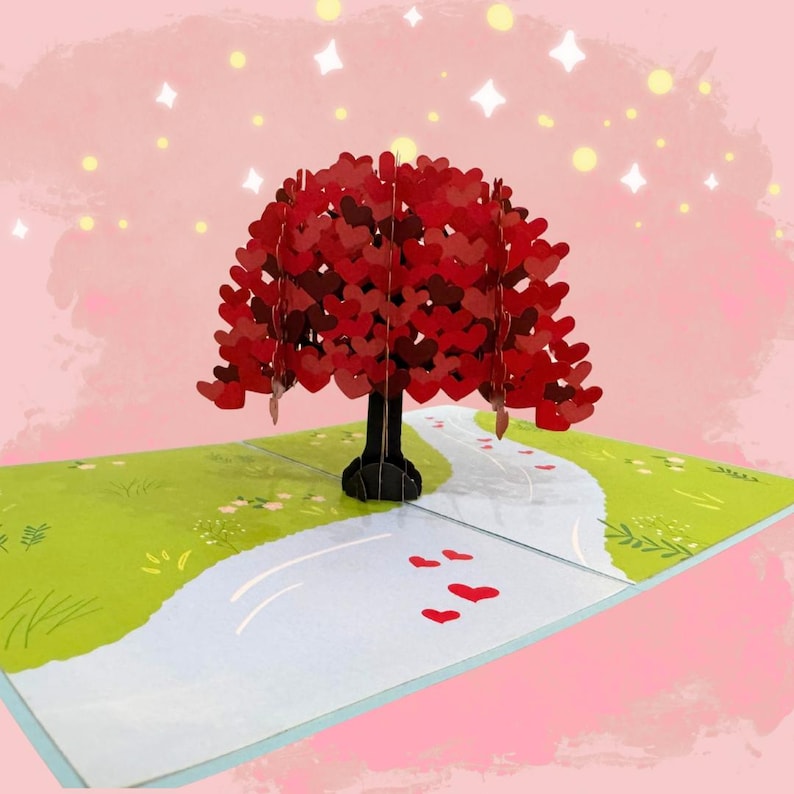 3D Heart Tree Pop-up Card, Anniversary Valentine Wedding Card - Etsy