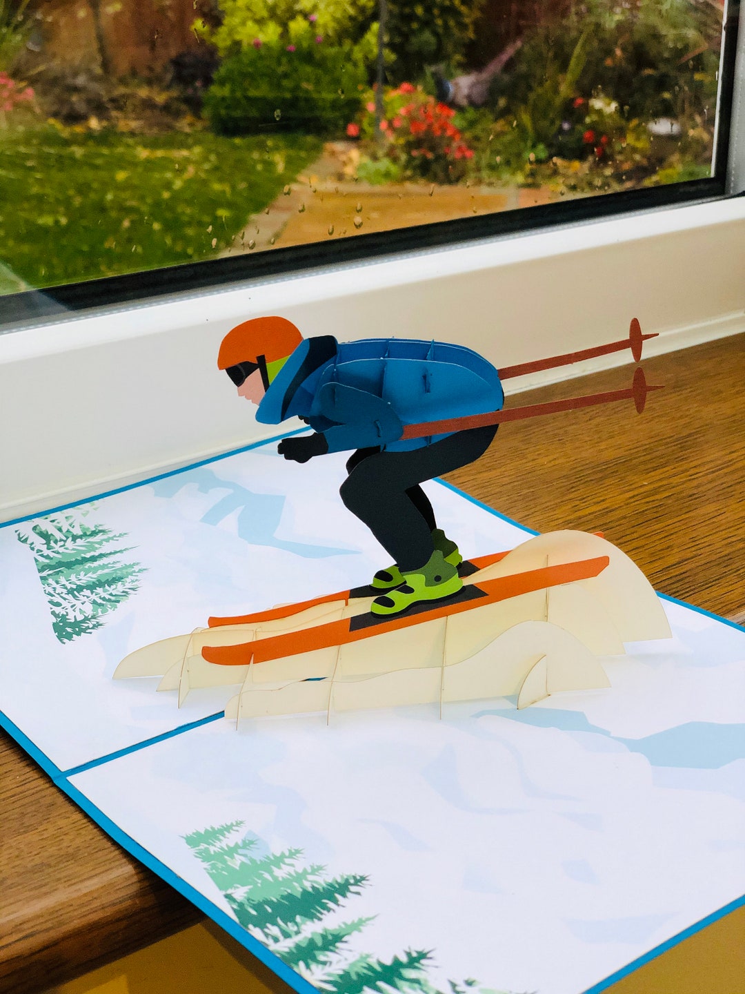 Handmade 3D Skiing Pop up Card - Etsy