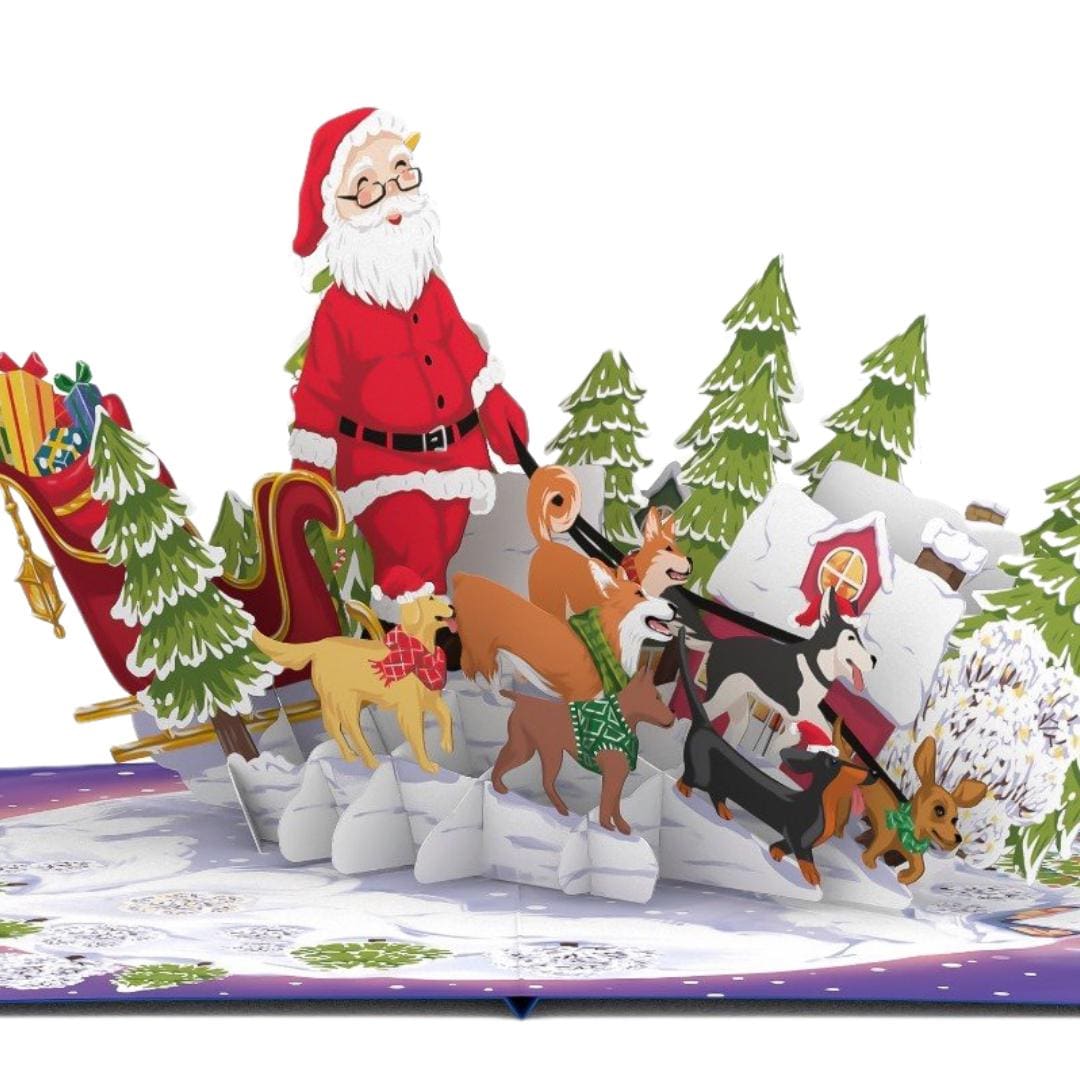 Personalised Santa’s Dog Walk Pop-up Card - 3D Christmas Greeting With ...
