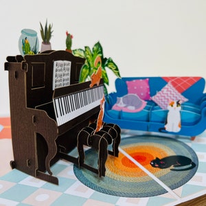 Piano Pianist Musician Instrument Birthday Pop up Card - Etsy UK