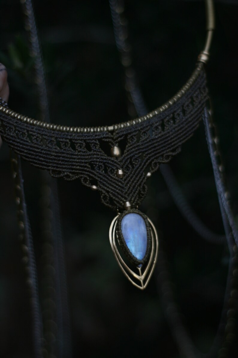 Moonstone Body Chain Choker. Brass. Charm Chains. Macrame . - Etsy
