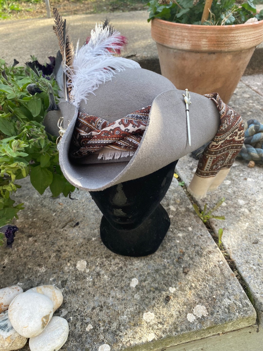 Grey Wool Felt Tricorn - Etsy