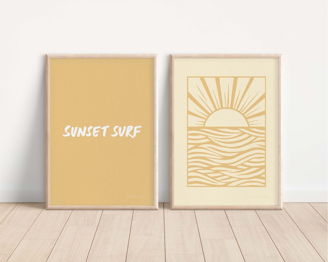 Sunset Surf Art Prints, Boho Beach Decor (digital Download) - Etsy