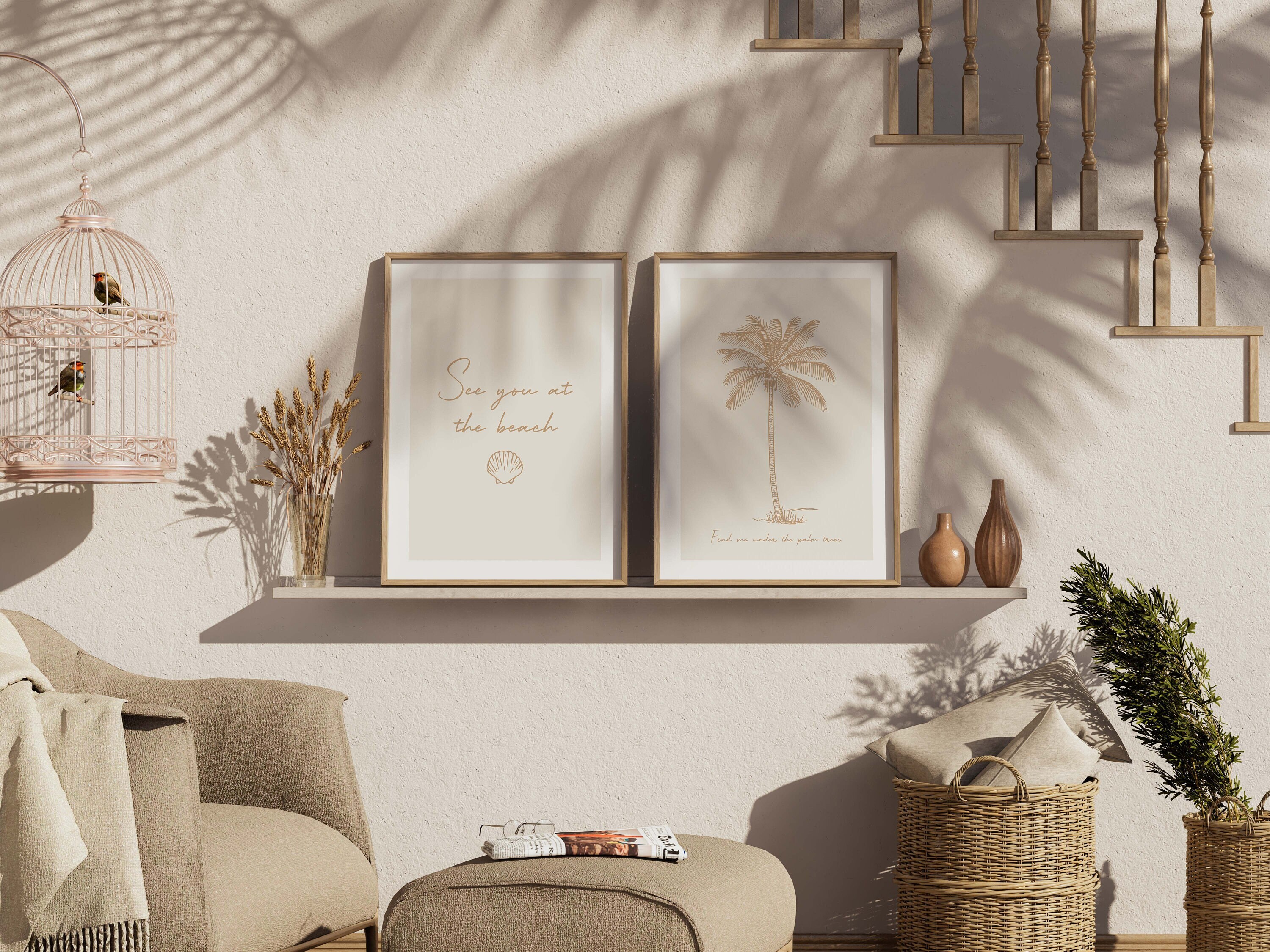 Palm Tree Beach Prints, Boho Neutral Wall Art (digital Download) - Etsy