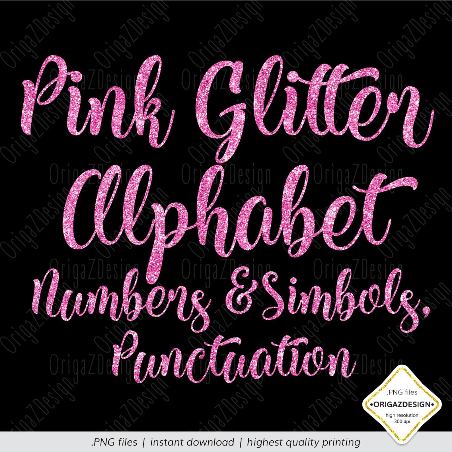 Pink Glitter Alphabet Pink Glitter letters Pink Glitter Girl | Etsy