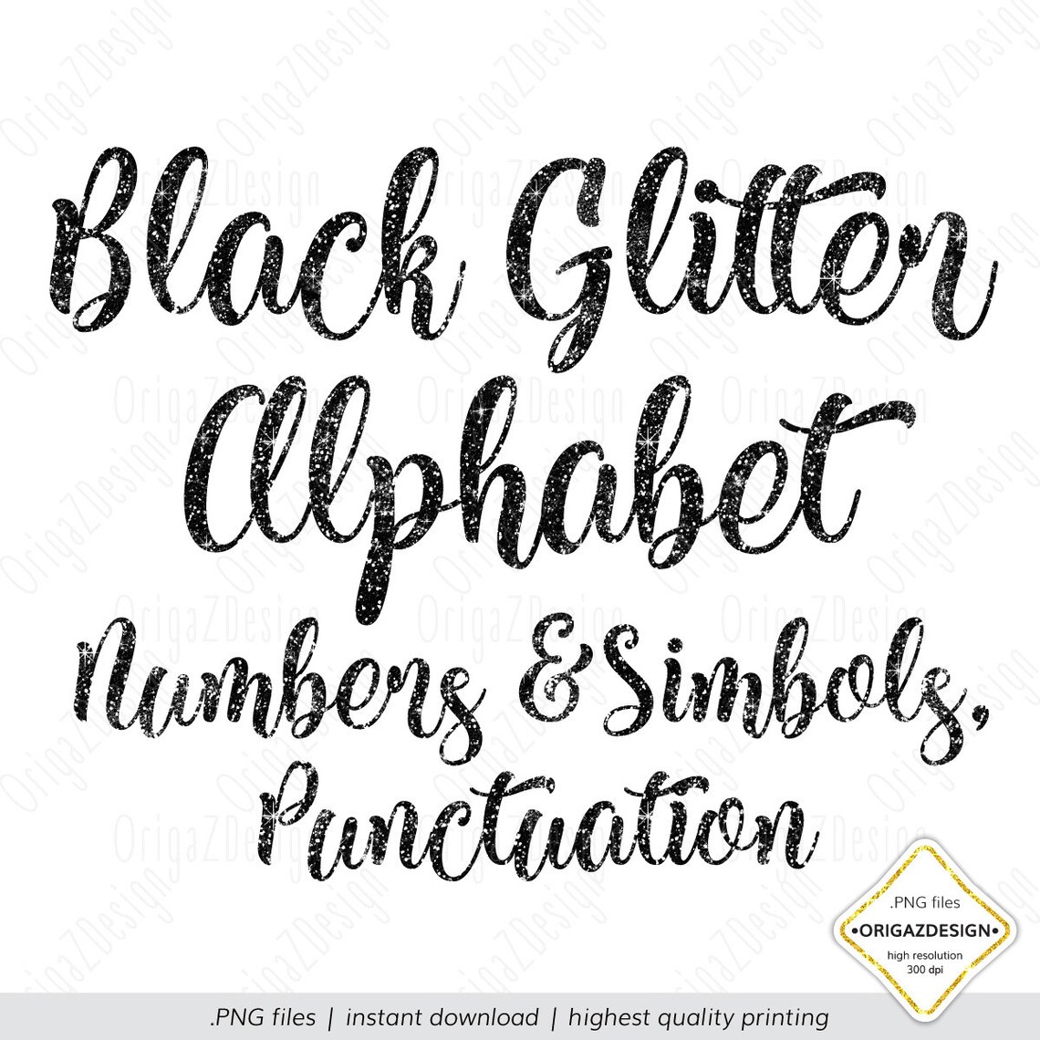Black Glitter Alphabet Black Glitter letters sparkle alphabet | Etsy