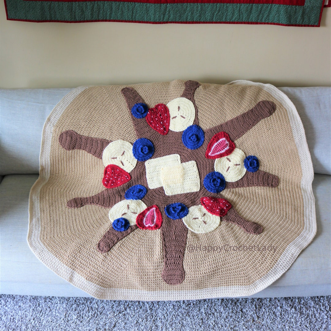 Pancake Blanket Crochet PDF Pattern With Blueberries Strawberries ...