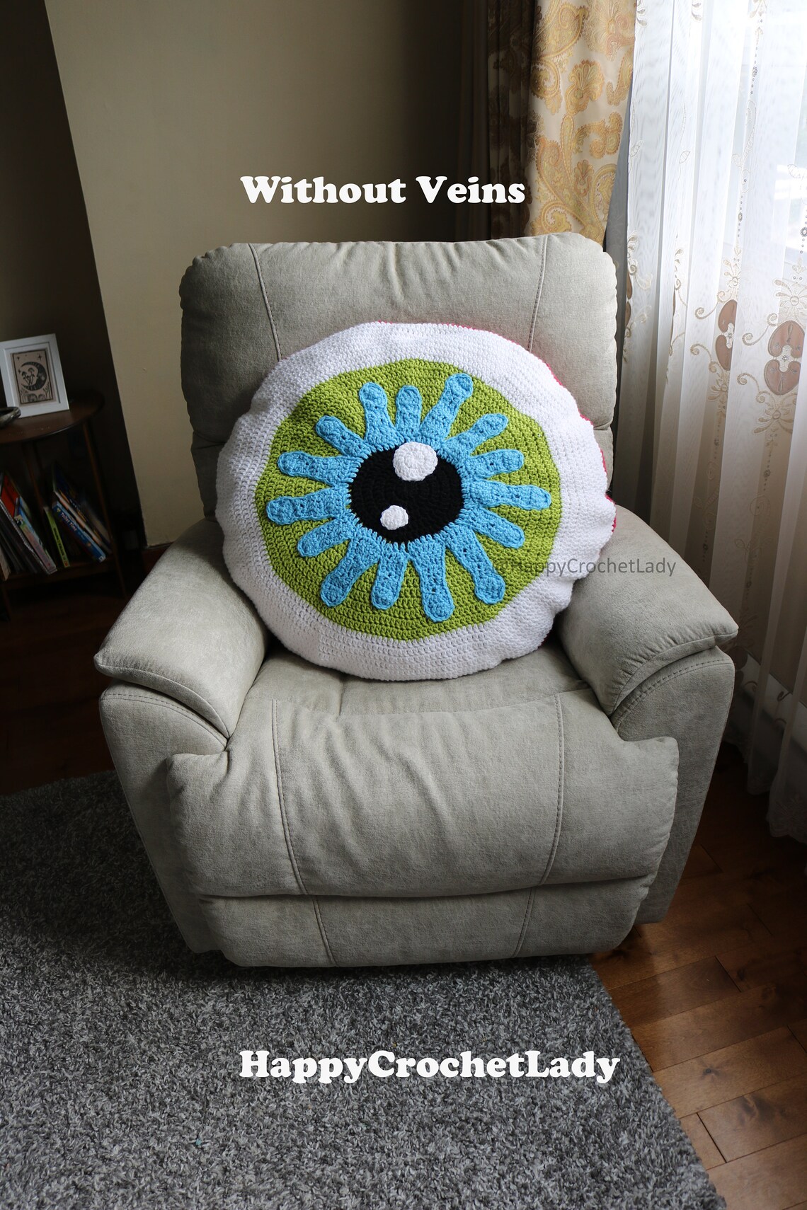 Eyeball Pillow PDF Crochet Pattern Halloween Cushion Novelty Décor ...