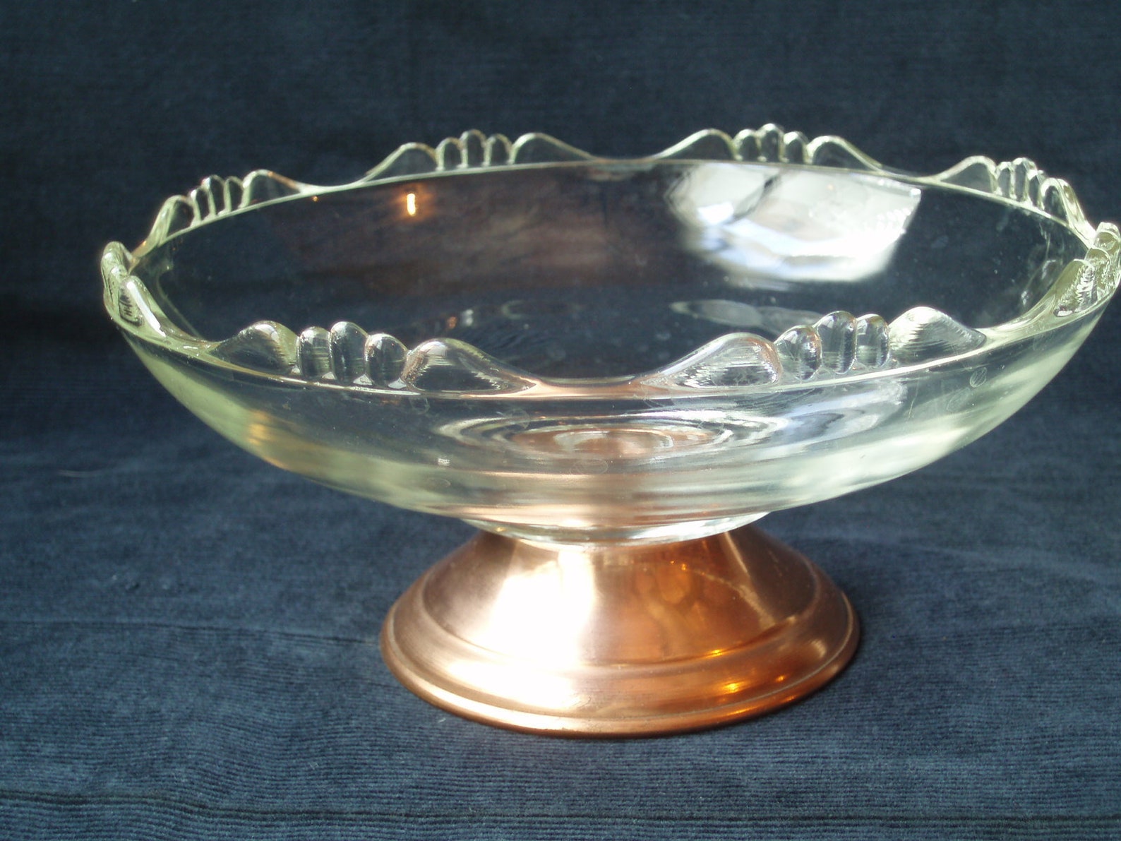 Princess House Glass Bowl With Detachable Copper Foot Crystal - Etsy