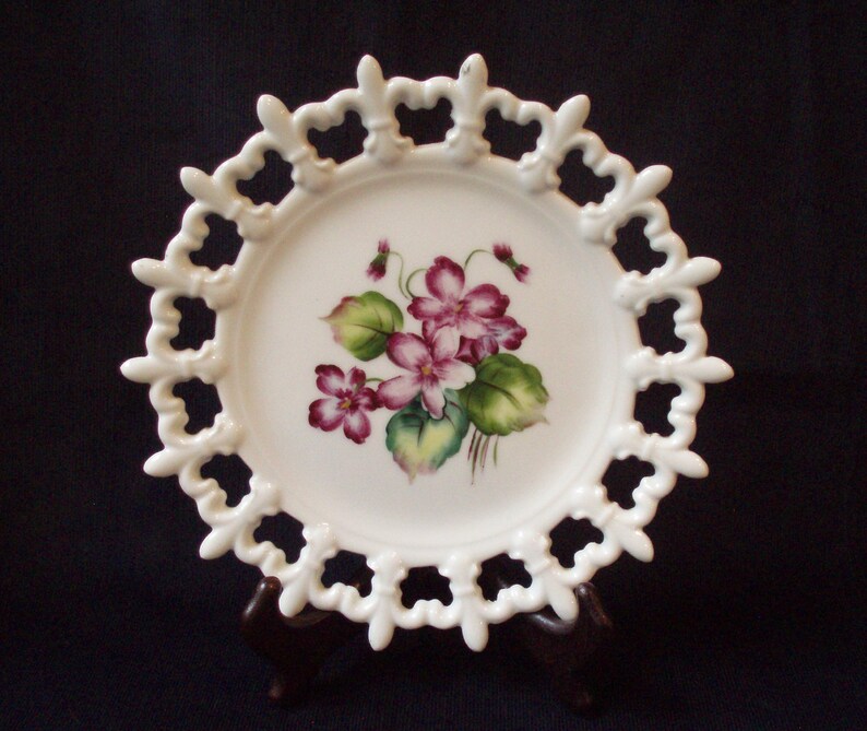 Vintage Lefton Hand Painted Porcelain Plates With Lattice - Etsy