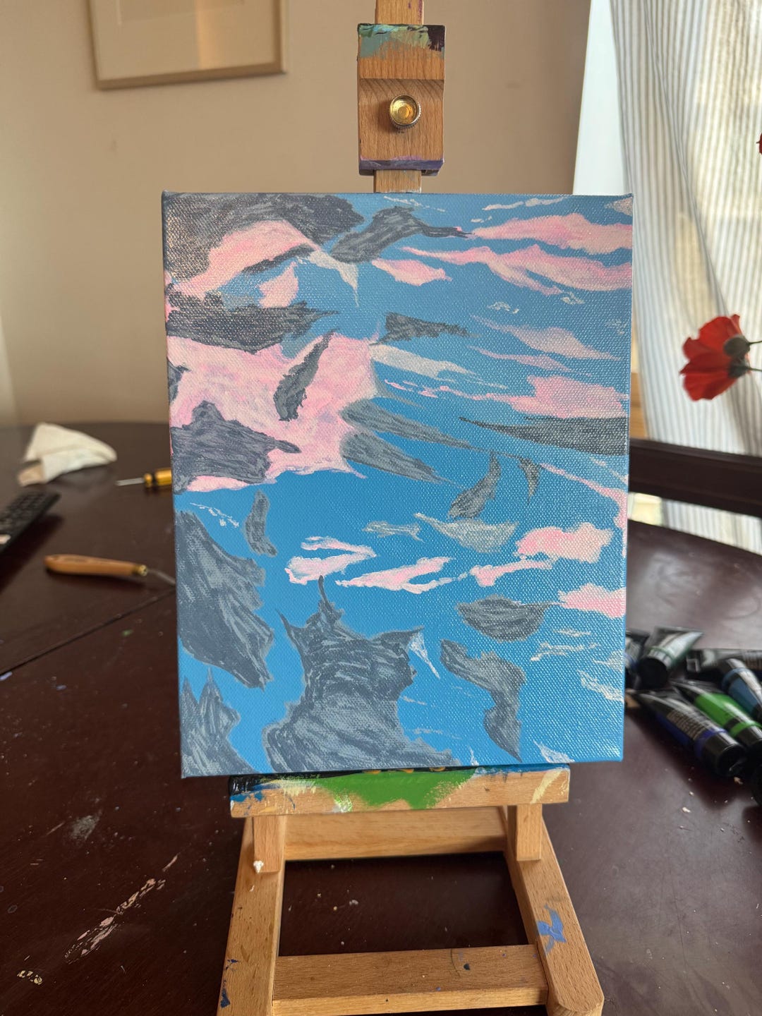 Original Pink Piercing Clouds in the Sky Acrylic Painting - Etsy