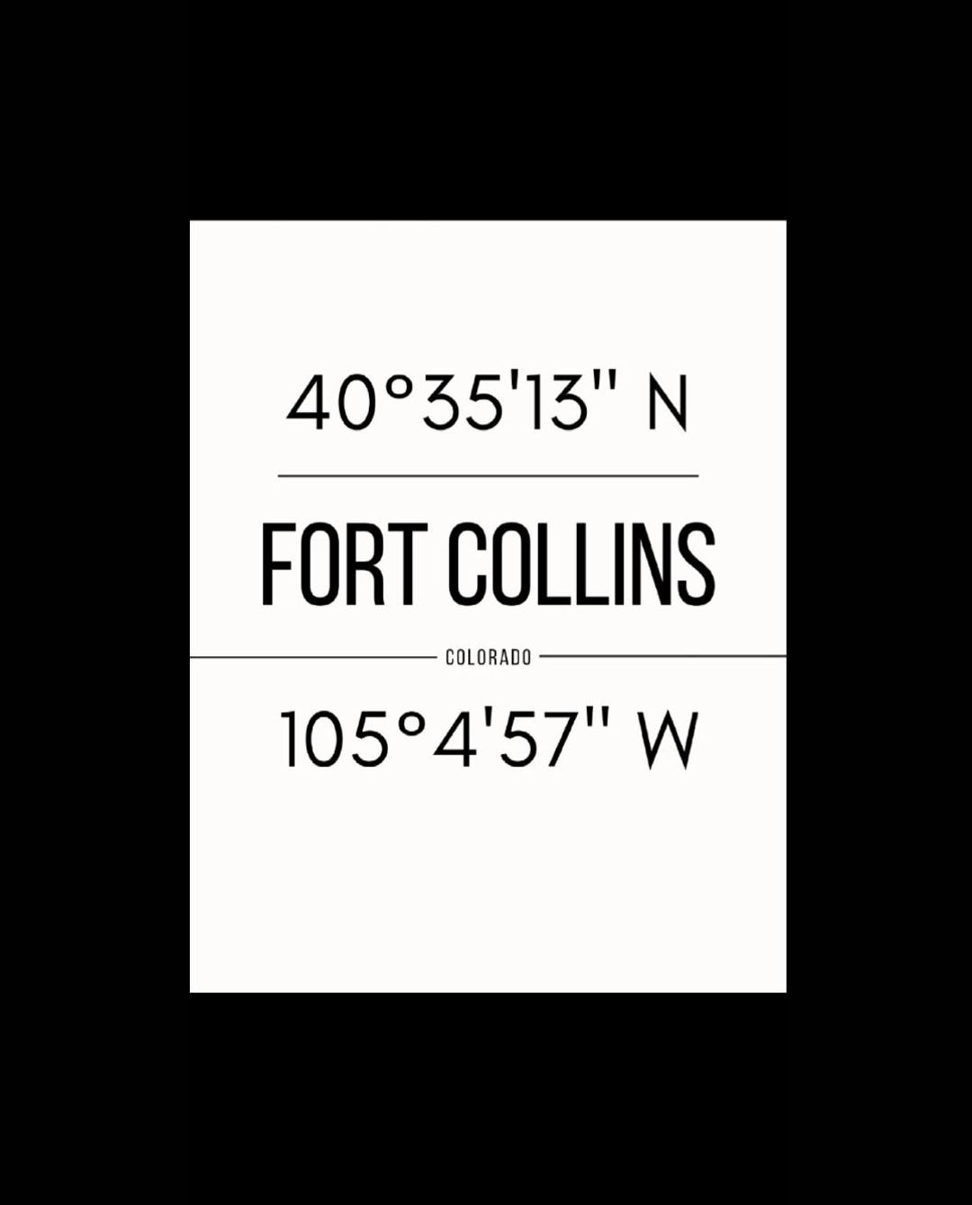 Fort Collins Colorado/ City Name Map Coordinates/ Printable Wall Art ...