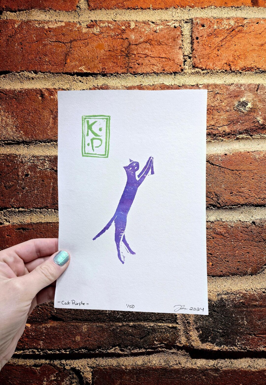 Linocut Cat/ Original Art Print/ Limited Edition/ Stretching Cat ...