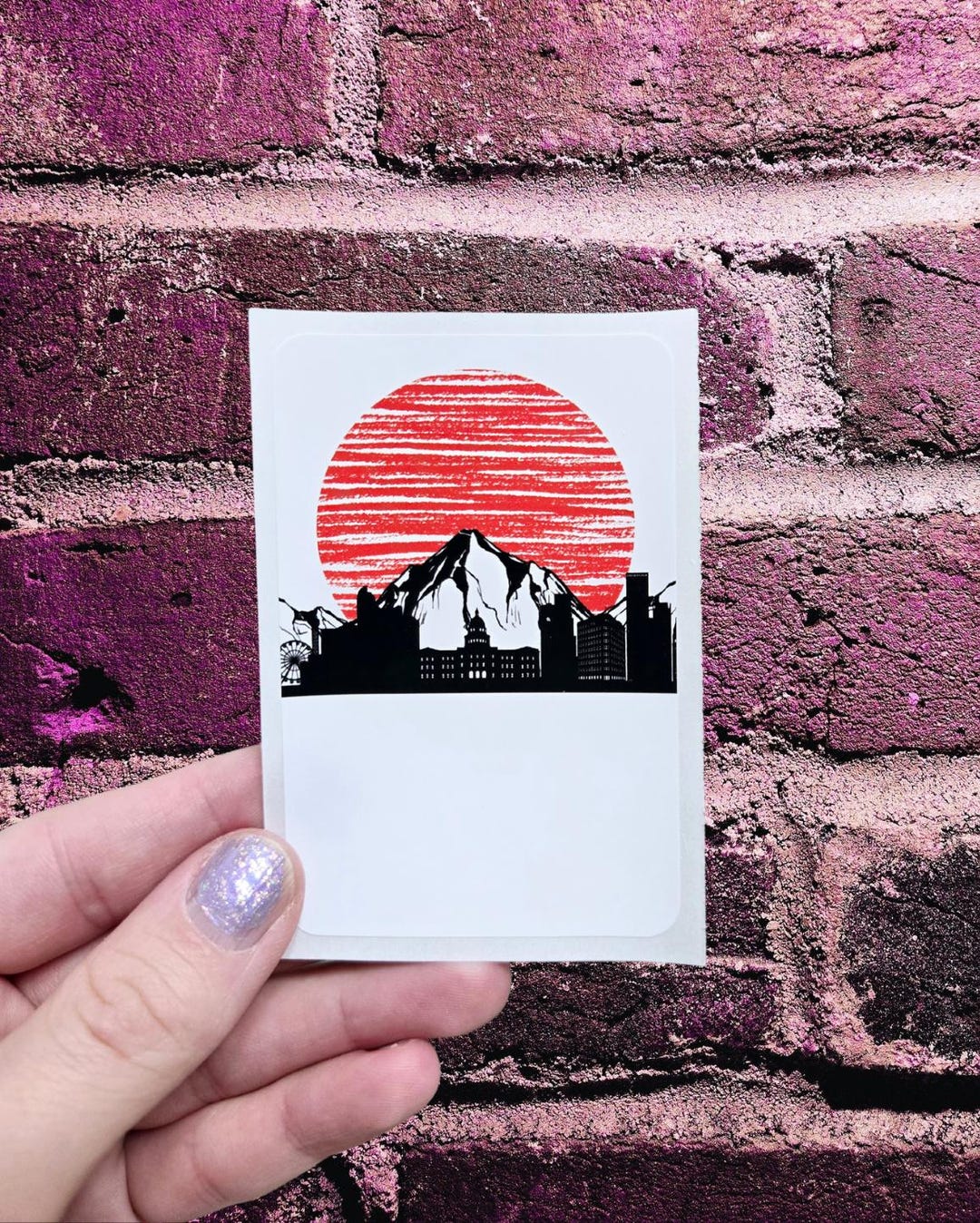 Denver Red Sun Sticker/ Denver Skyline/ Colorado Mountains/ Black White ...