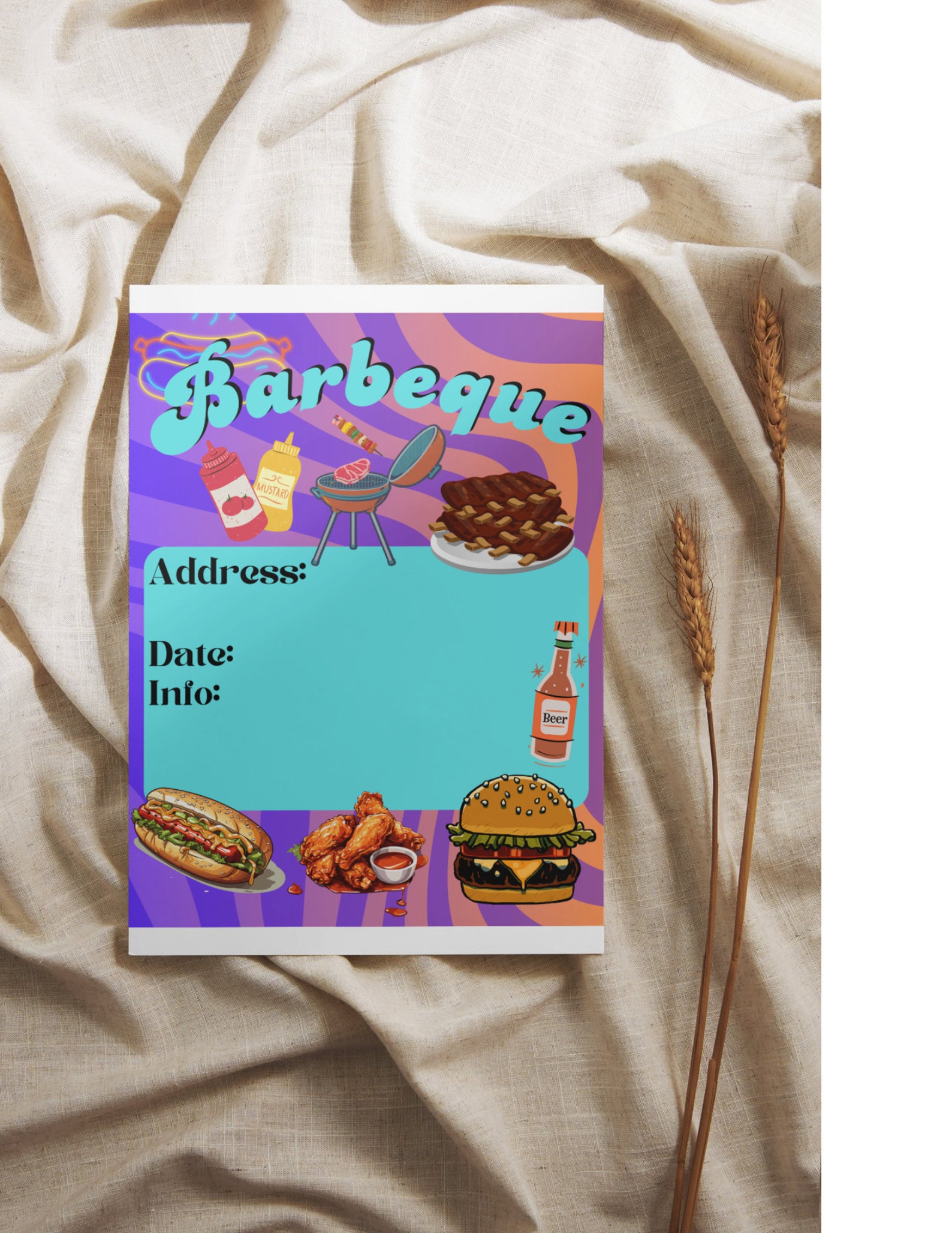 Printable Barbeque Flyer, Barbeque Flyer Template, BBQ Flyer Template ...