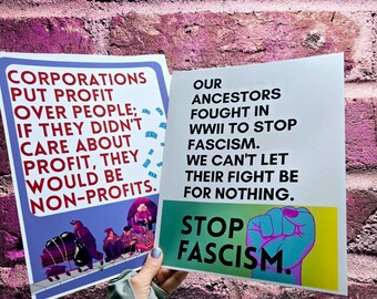 Fight Fascism Protest Signs/ Digital Download/ Antifascism/ Equal ...