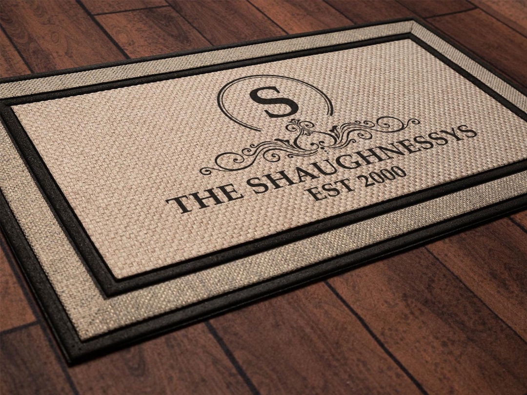 Monogram Custom Family Door Mat Last Name Established Date ...