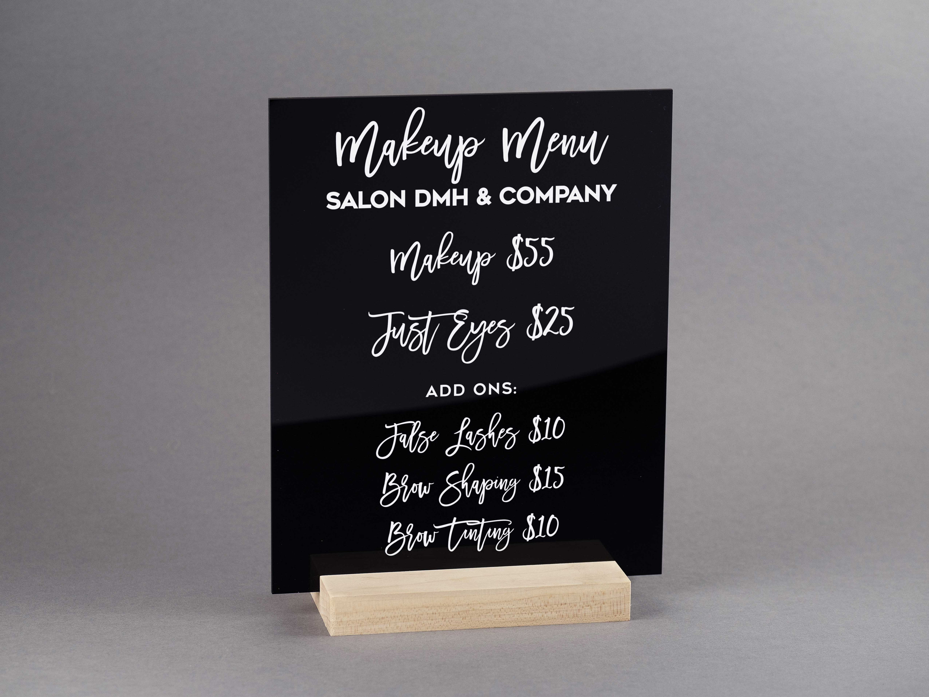 Acrylic Services Menu for Salon, Spa, Boutique - Price List, Beauty ...