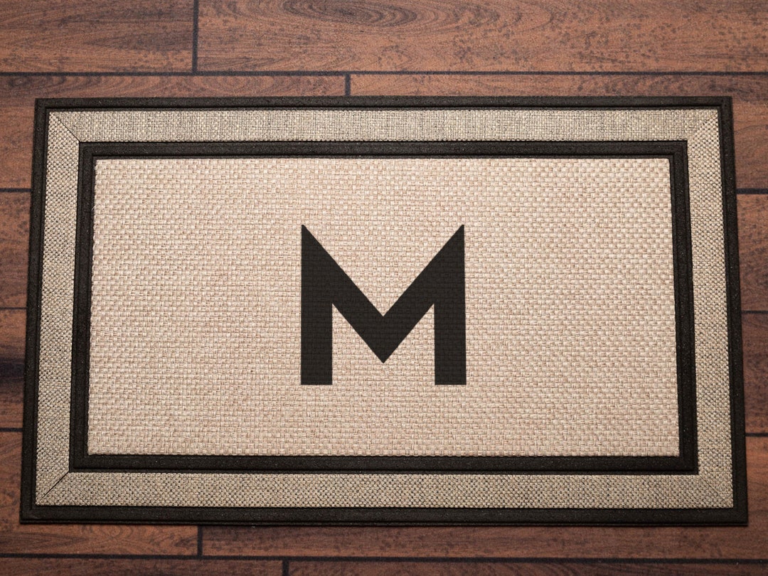 Single Initial Monogram Doormat, Modern Block Style Letters 30x18 ...