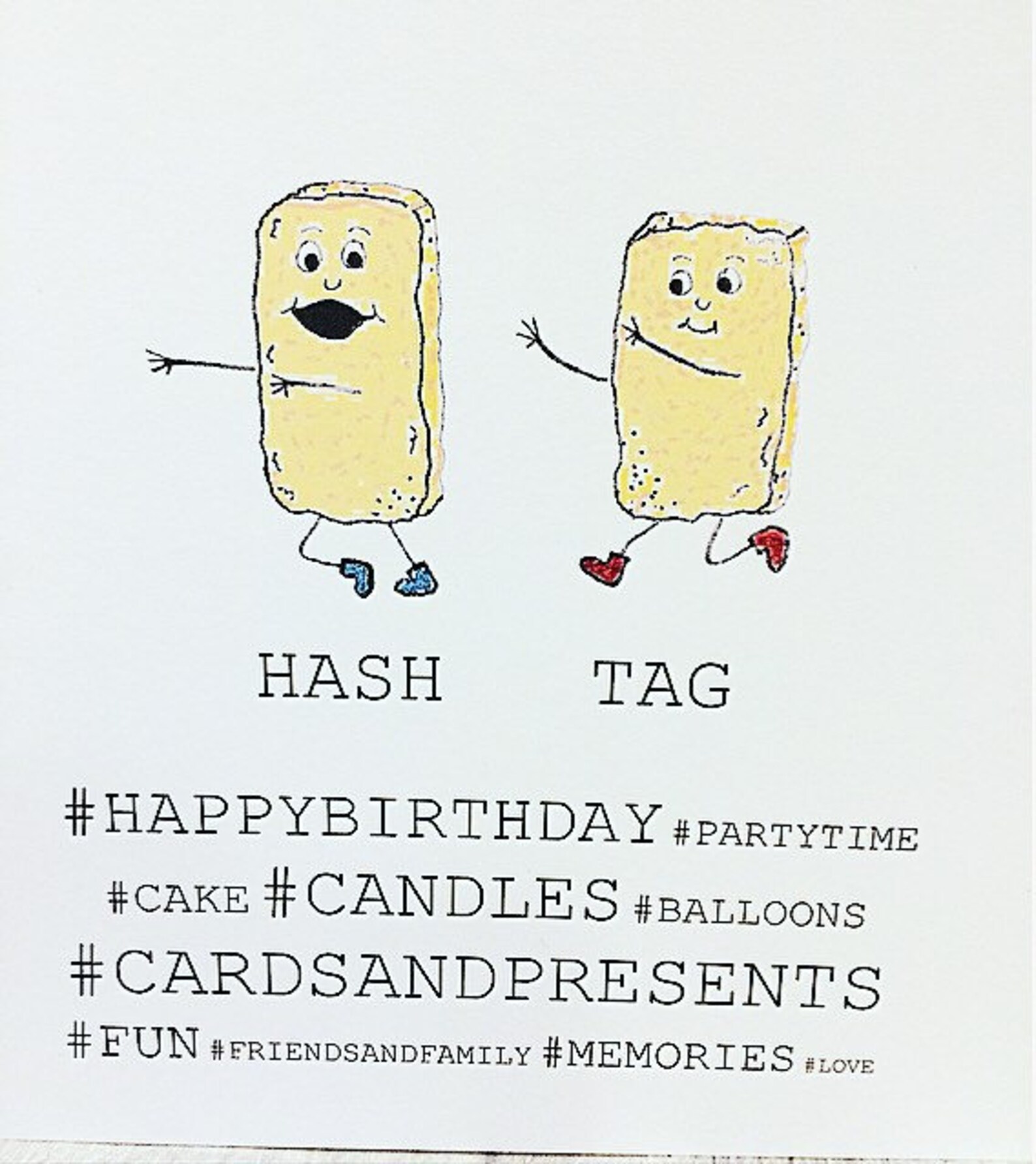 Funny Hashtag Birthday Card blank Inside Illylarlar Design - Etsy