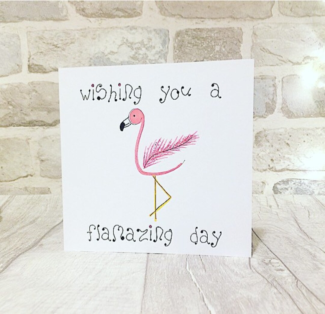 Pretty Pink Flamingo Card -handmade-blank Inside-illylarlar Design - Etsy