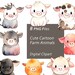 Cute Farm Animals Clipart Set – Cartoon PNG Images (digital Download ...