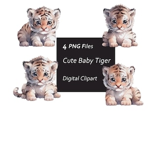 Baby Tiger Watercolor Clipart – 4 PNG Graphics (commercial Use) - Etsy