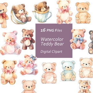 Watercolor Teddy Bear Clipart Set - Cute Bears - Teddy Bear Theme ...
