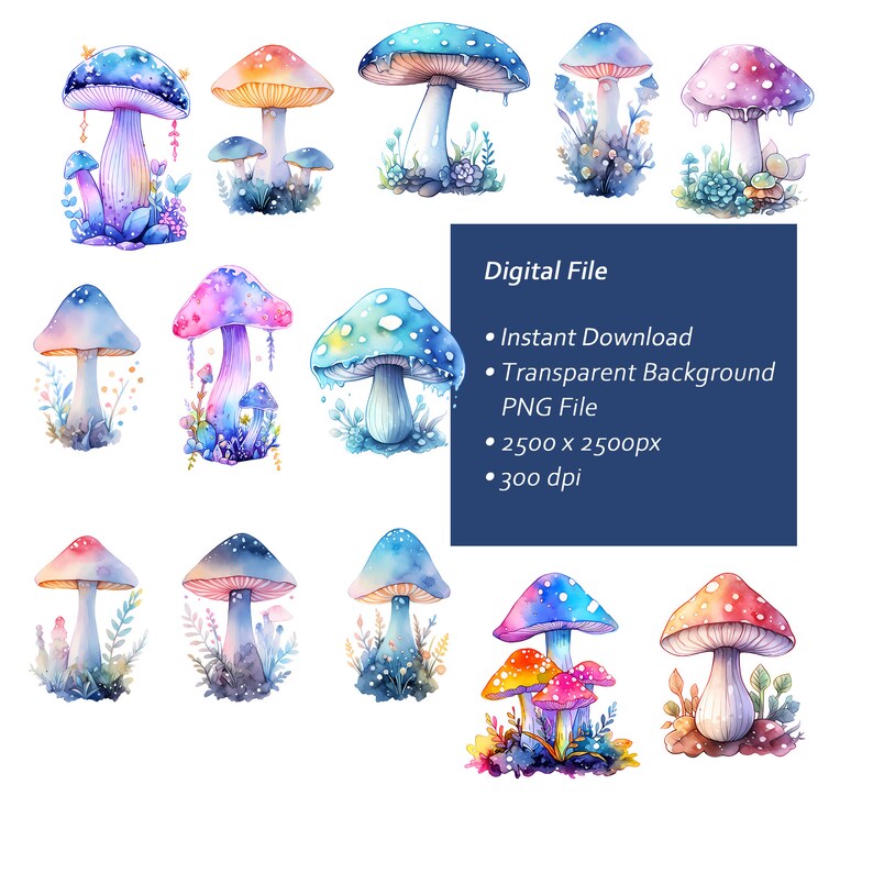 Mystical Mushroom Clipart Set - Fantasy Graphics - Mythical Mushrooms ...