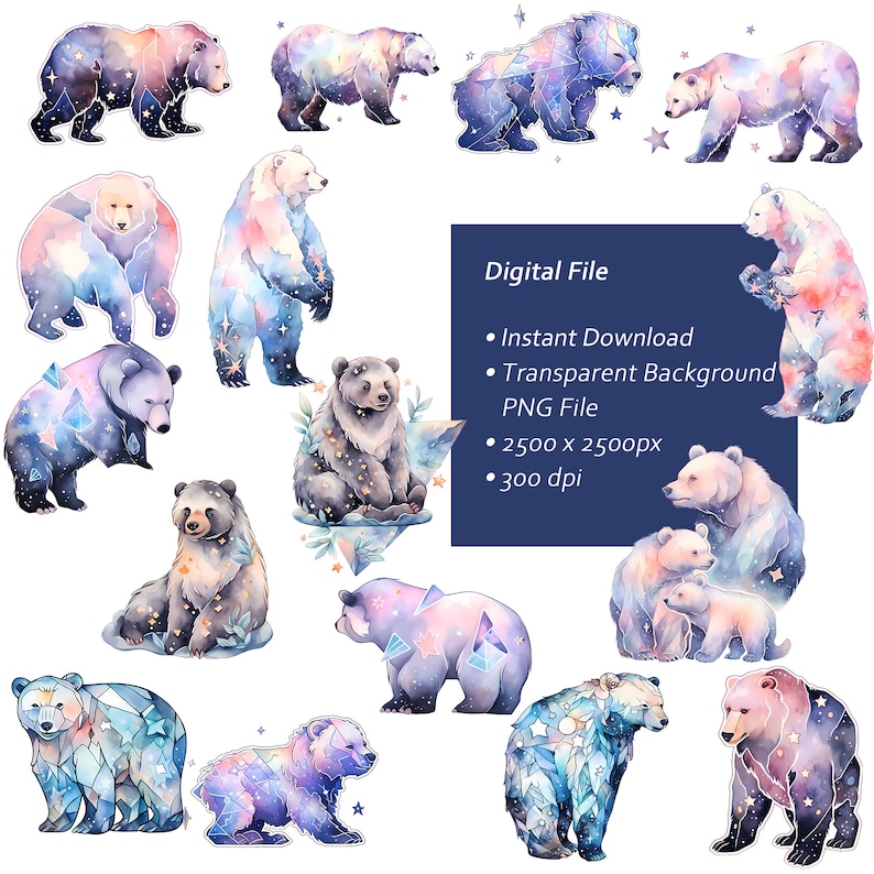 Ursa Major and Ursa Minor Clipart Set - Star Bears - Celestial Art ...