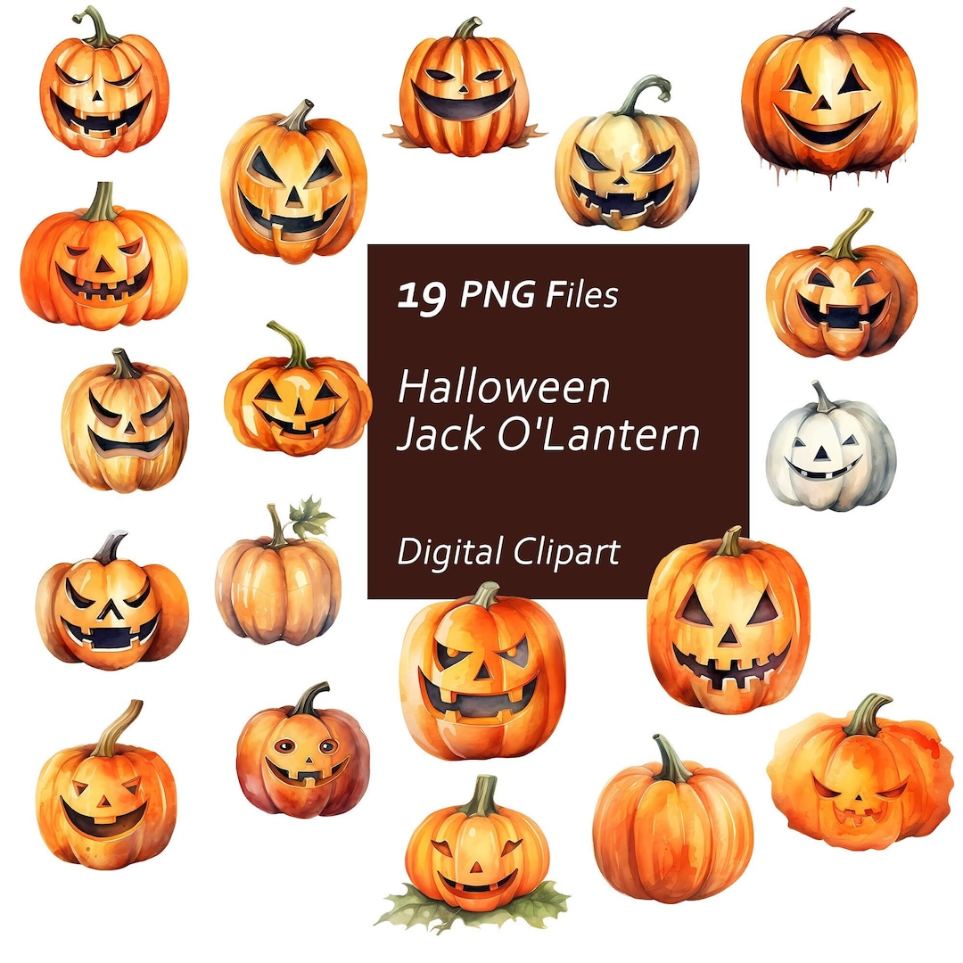 Halloween Jack O'lantern Clipart Set – Spooky Pumpkin Graphics (PNG ...