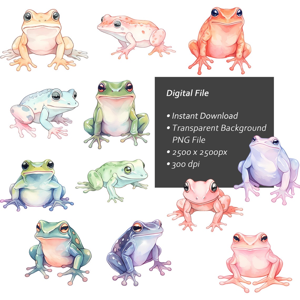 Pastel Frog Clipart Set – Mini Frog Characters, Commercial Use (PNG) - Etsy