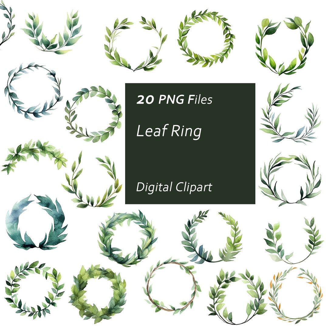 Leaf Ring Clipart Set - Leaf Illustrations - Leaf Art - Instant ...