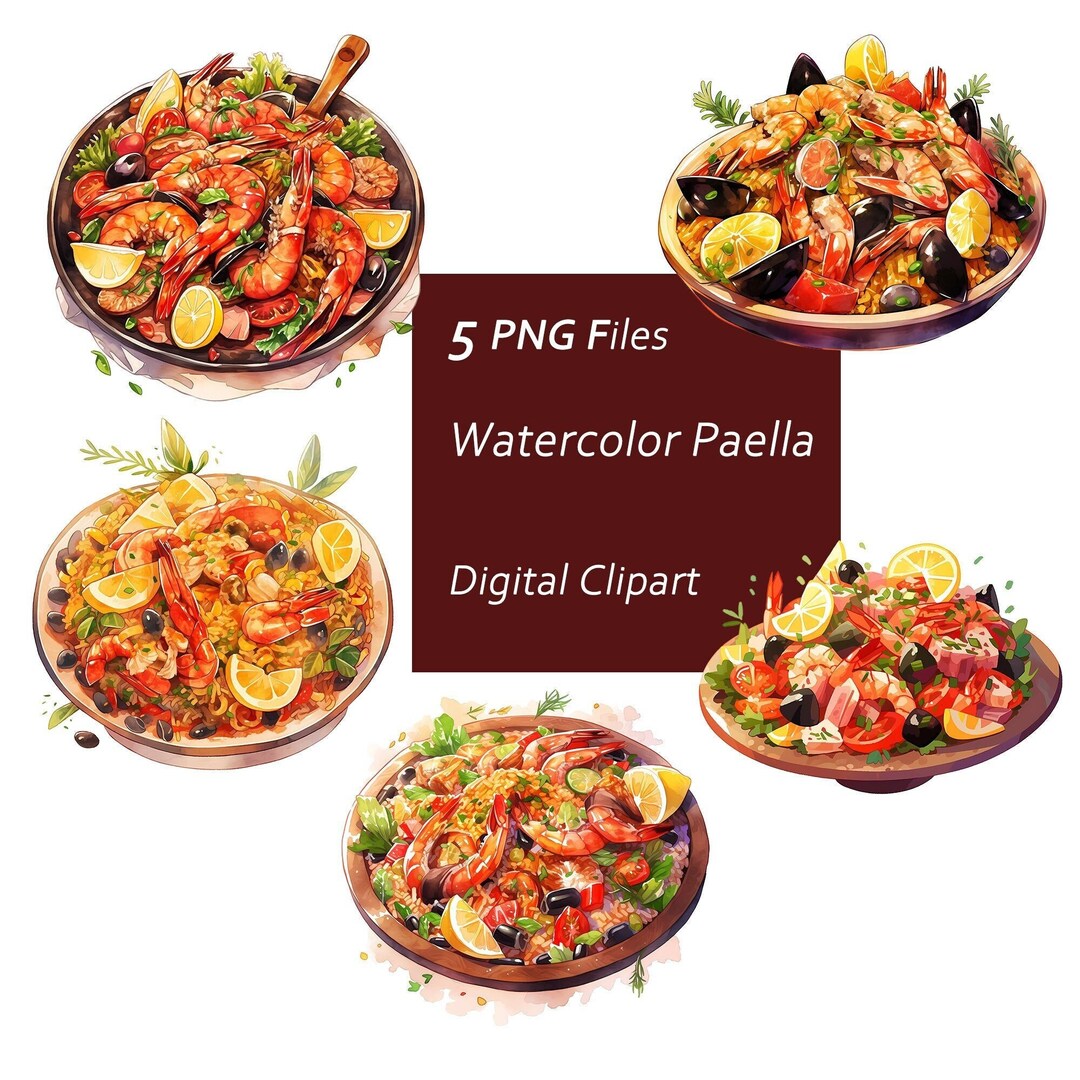 Watercolor Paella Clipart Set – Spanish Food PNG Images (commercial Use ...