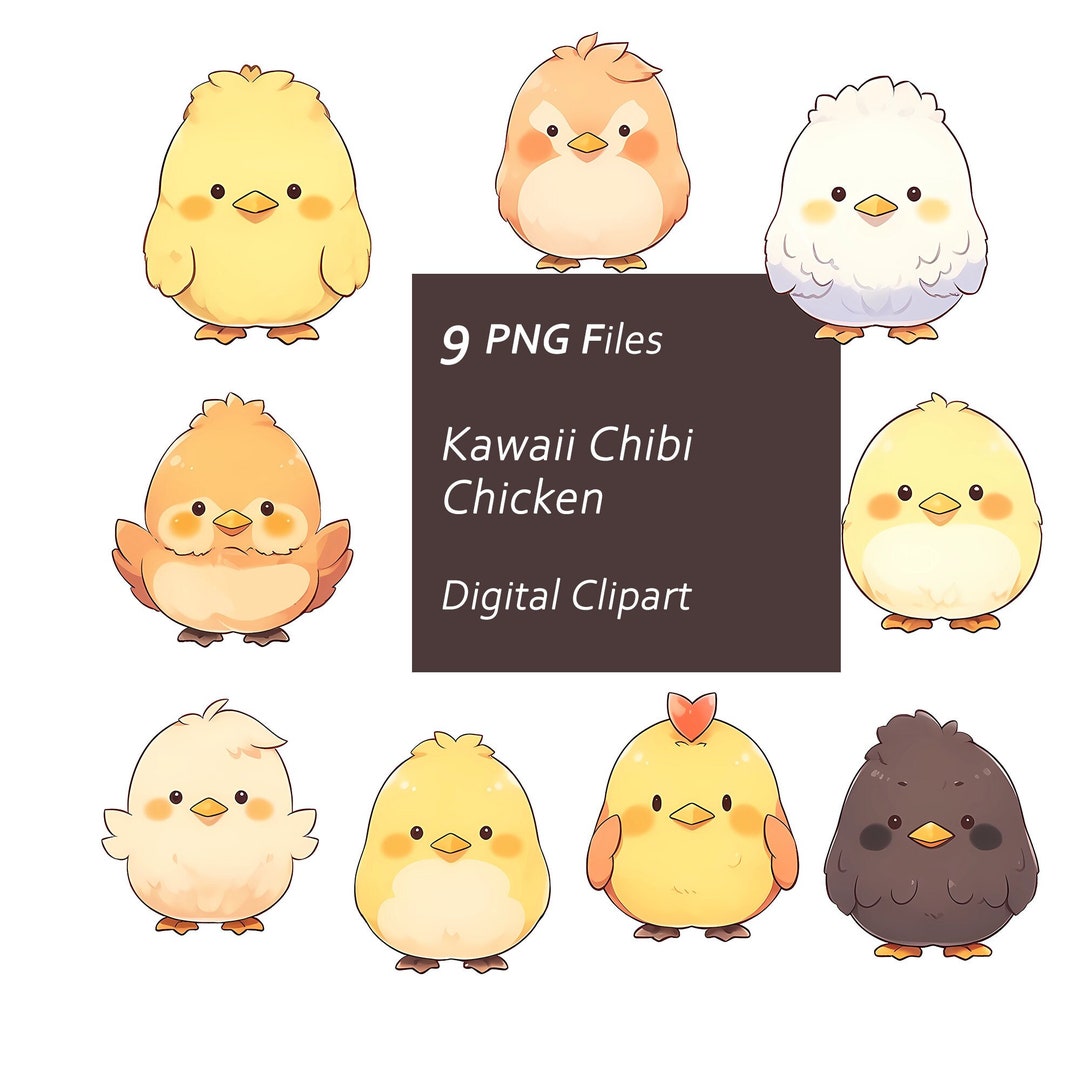 Kawaii Chibi Chicken Clipart Set - Animal Illustration (PNG, Commercial ...