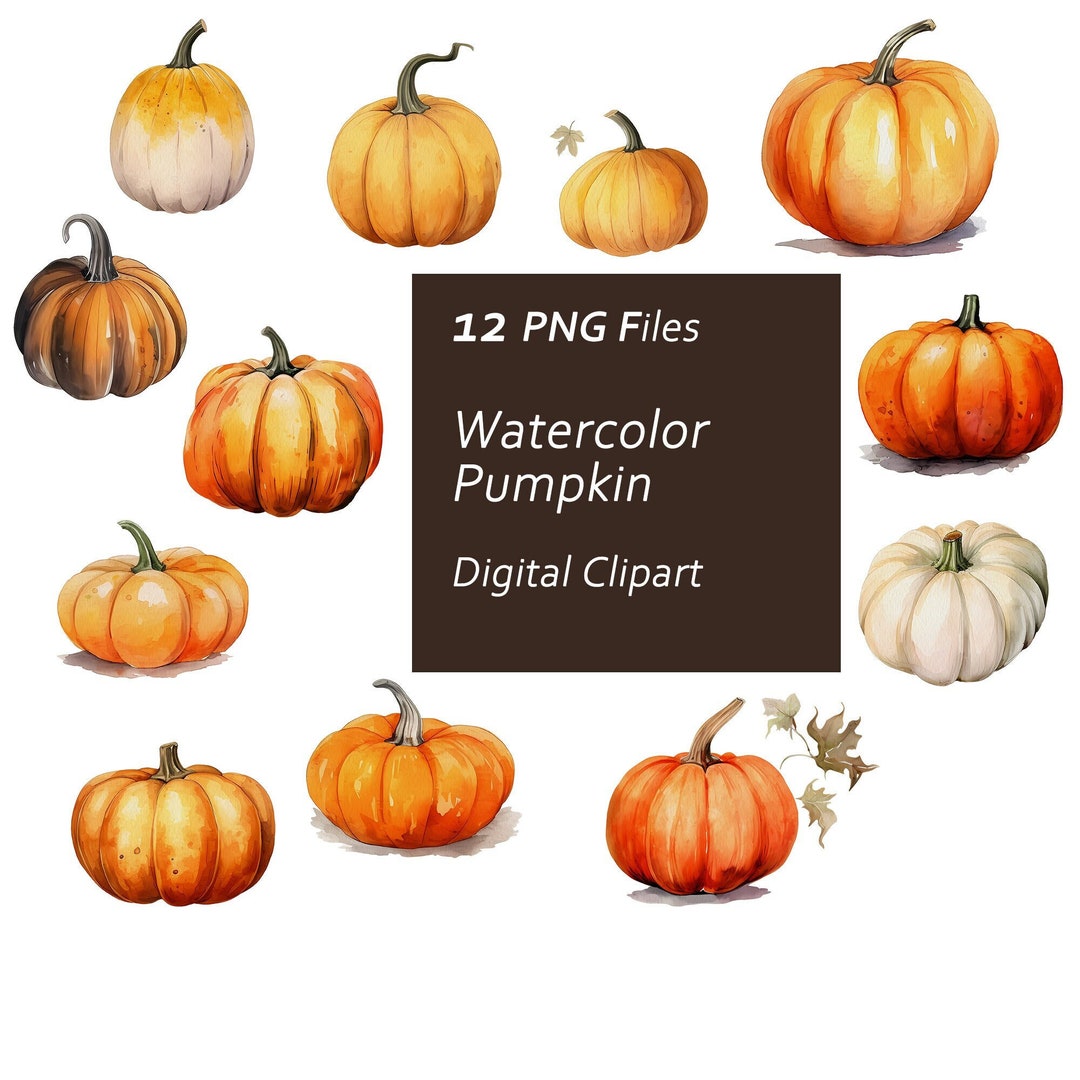 Watercolor Pumpkin Clipart Set - Fall Graphics - Harvest Clipart ...