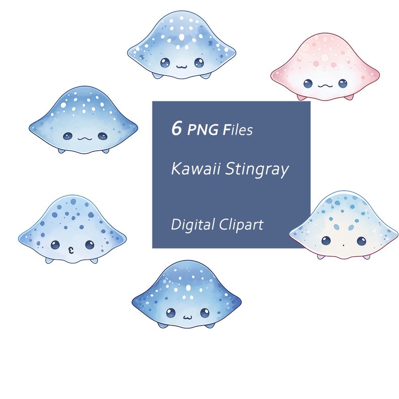 Kawaii Stingray Clipart Set - Cute Graphics - Instant Download PNG ...