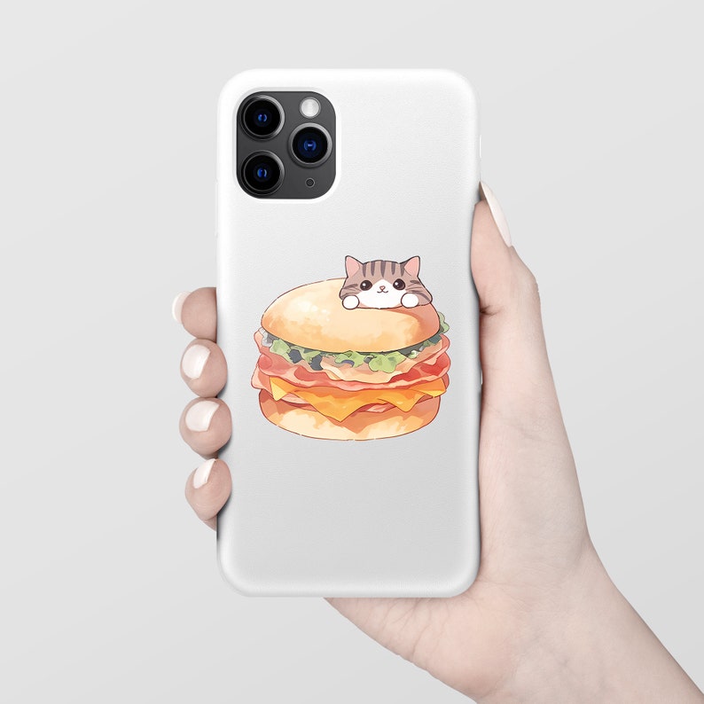 Burger Cat Bonanza Clipart Set Whimsical Watercolor Burger Cat Instant ...