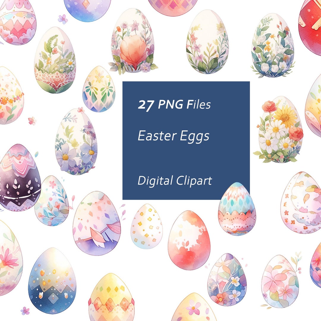 Watercolor Easter Egg Clipart – Floral PNG Graphics (digital Download ...