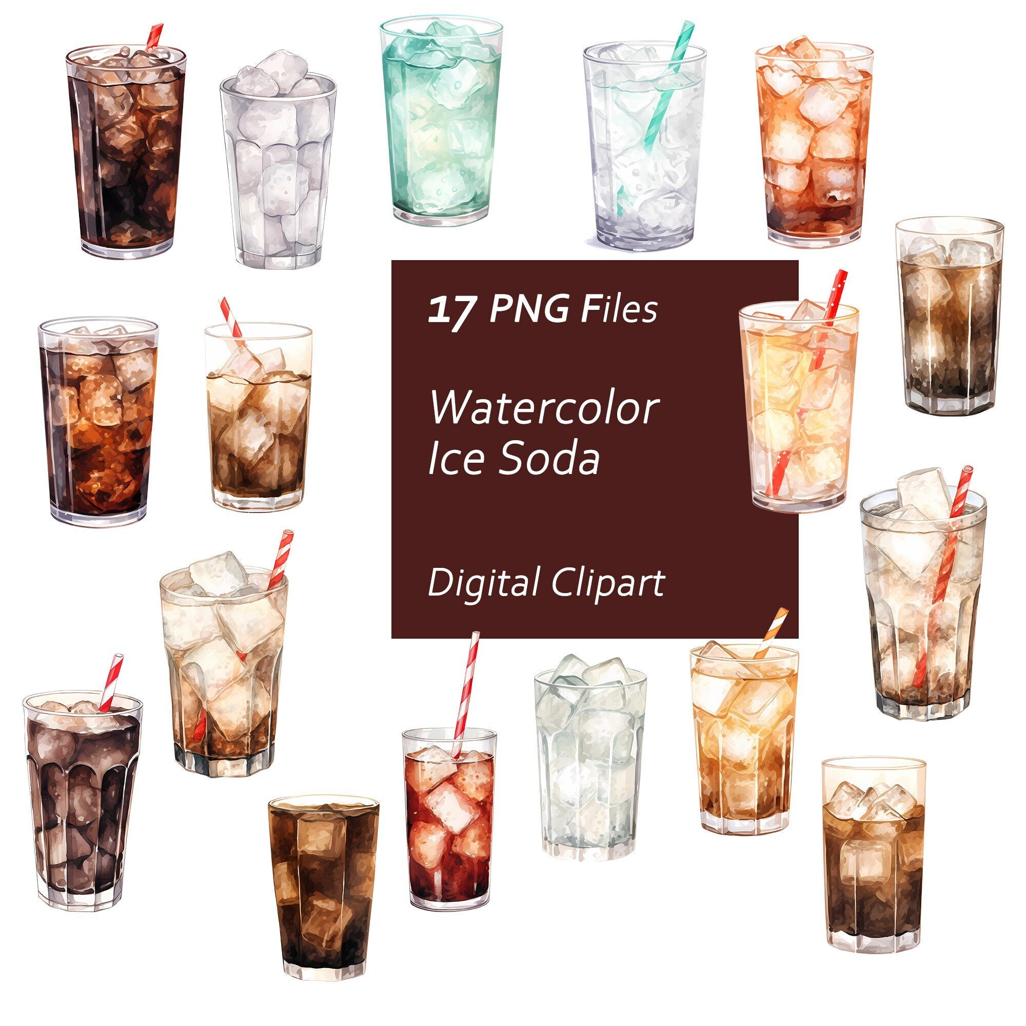 Watercolor Soda Clipart Set – Iced Drinks, PNG Files (digital Download ...