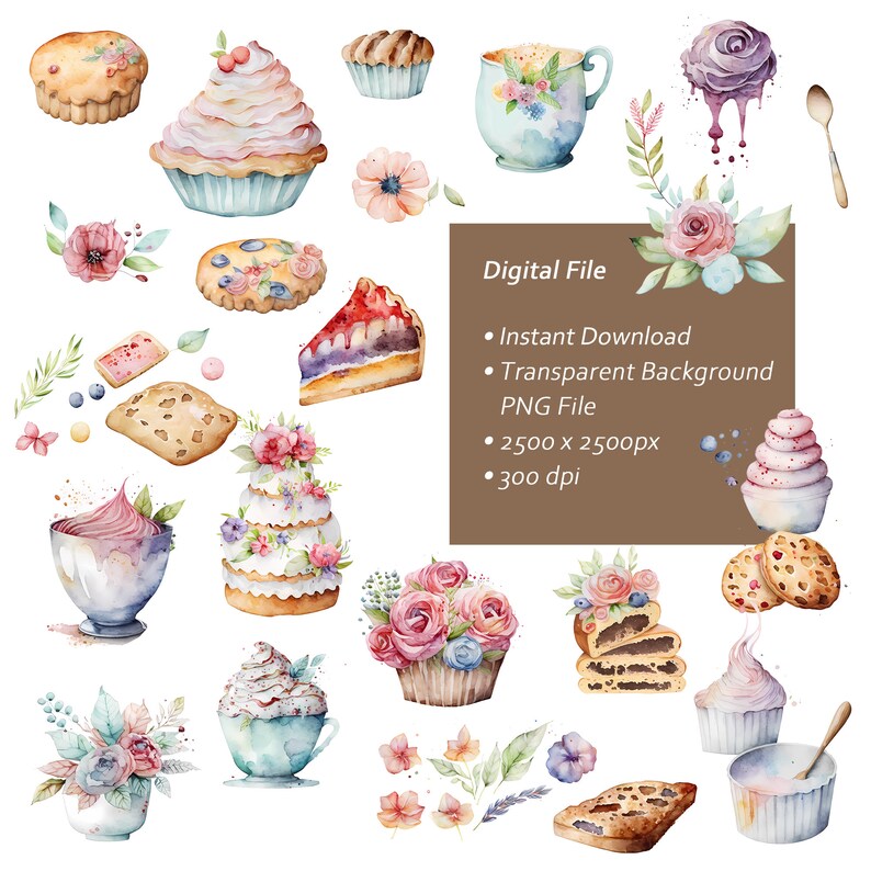 Baking Watercolor Clipart Set - Pastry - Sweet Treats - Watercolor ...