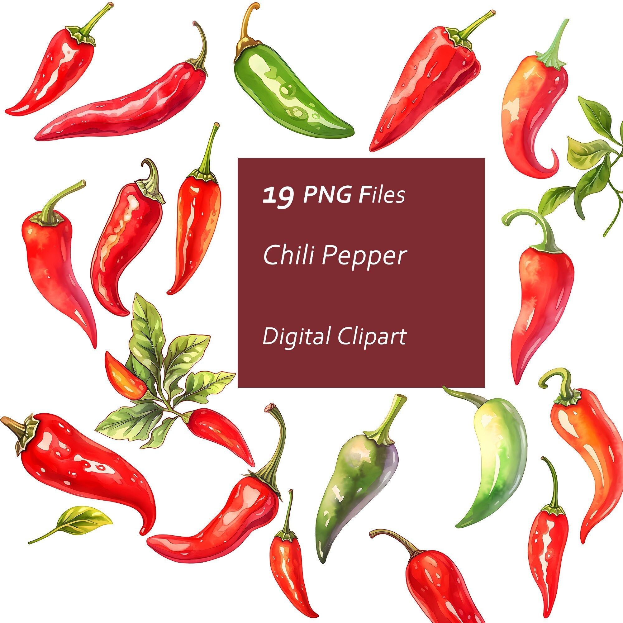 Chili Pepper Clipart Set - Spicy Theme - Cooking Theme - Instant ...