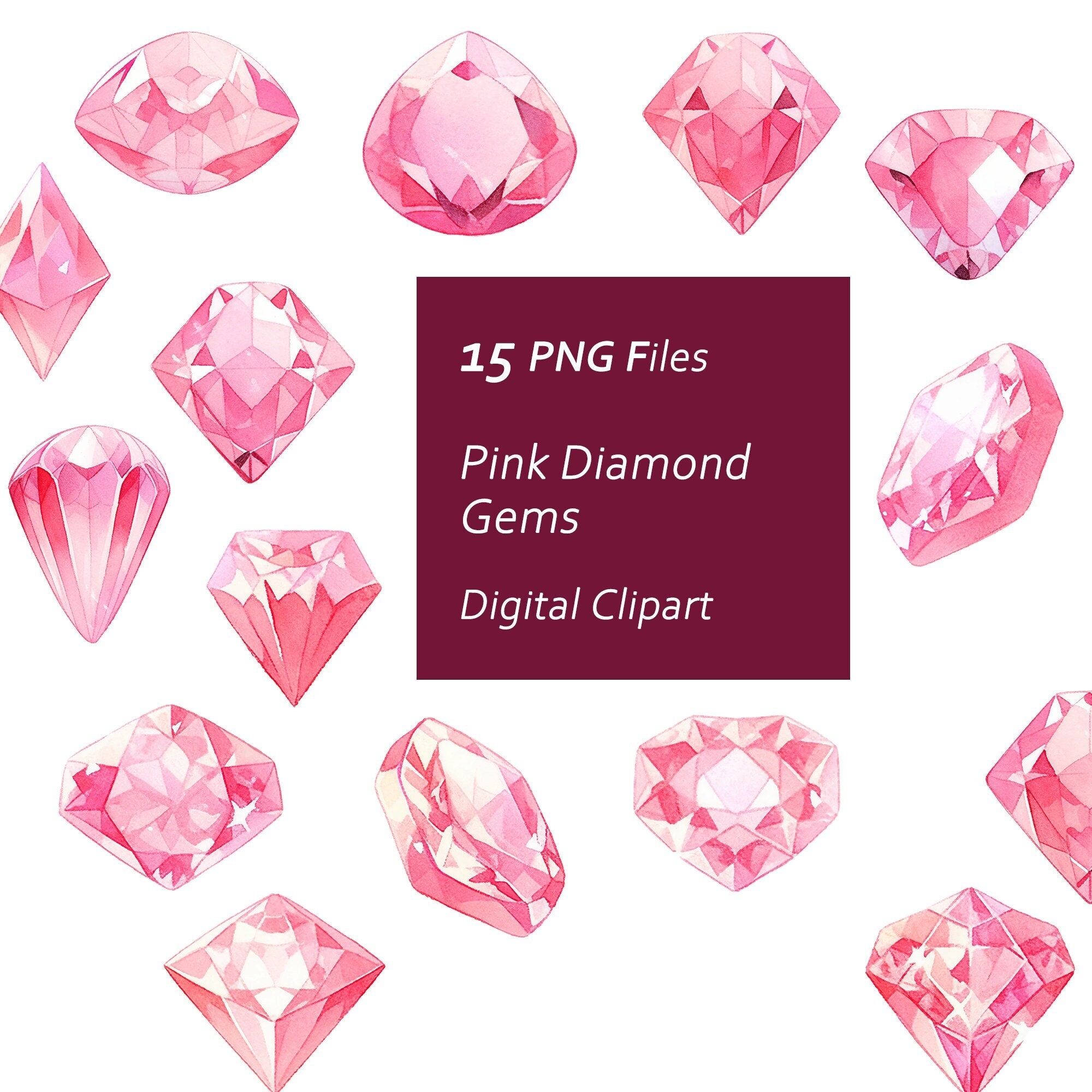 Pink Diamond Gems Clipart Set - Gem Graphics - Jewel Illustration ...