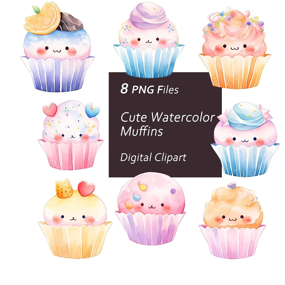 Cute Watercolor Muffins Clipart Set - Bakery Graphics - Dessert Vibes ...