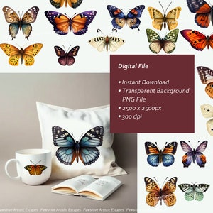 Watercolor Butterfly Clipart Set - Instant Download PNG, Commercial Use ...