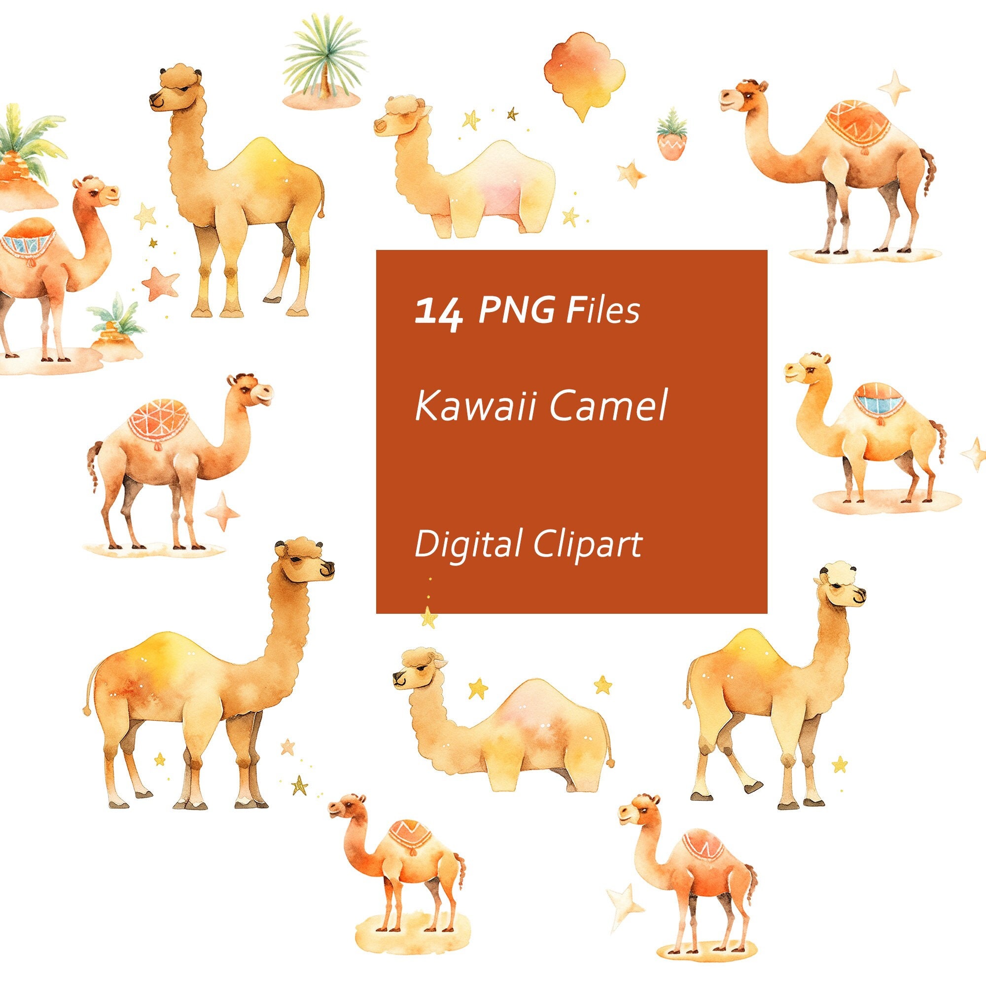 Kawaii Camel Clipart Set - Animal Illustration - Instant Download PNG ...