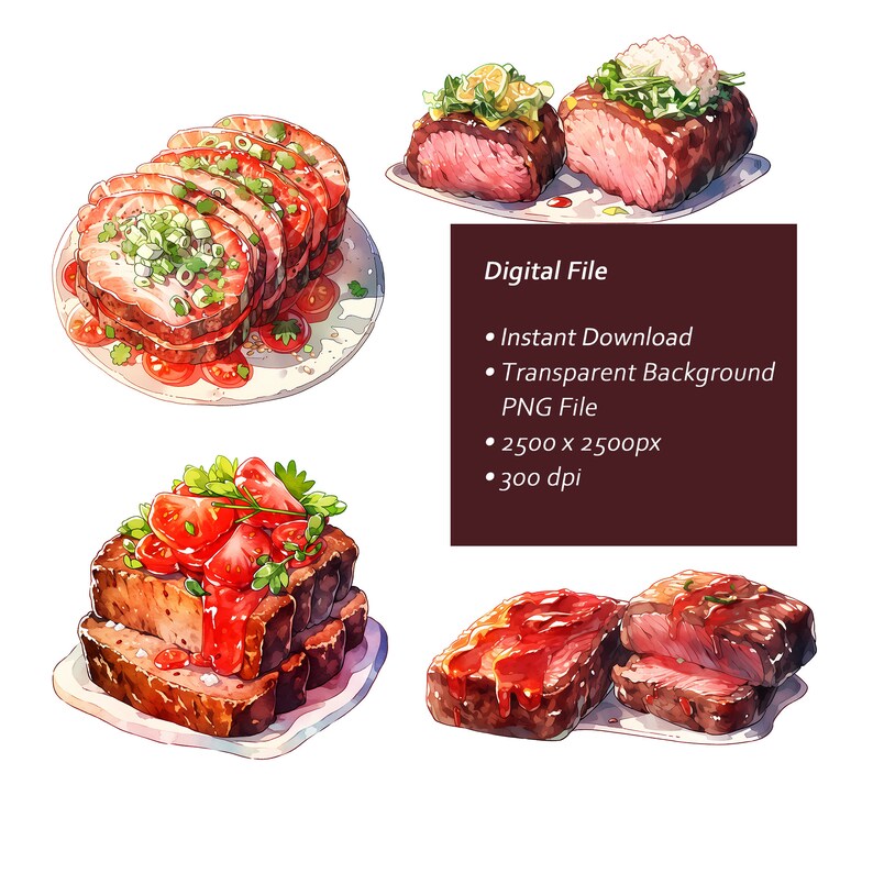 Meatloaf Clipart Set - Kitchen Décor - Meatloaf Illustrations - Instant ...