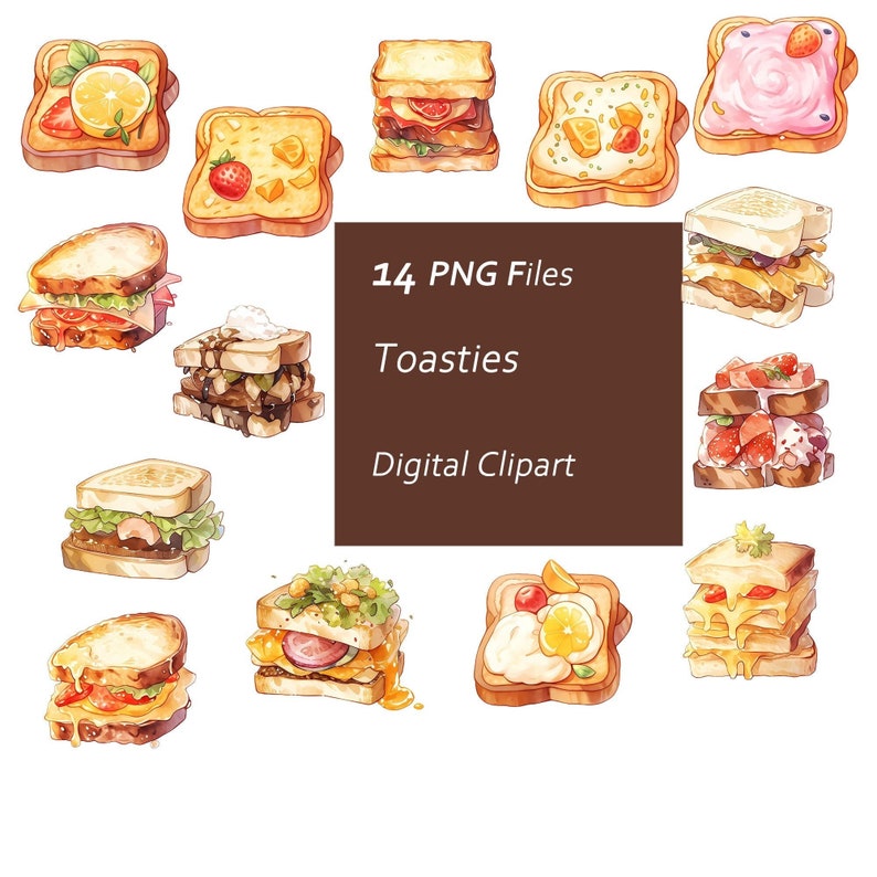 Toasties Clipart Set - Cartoon Toast - Whimsical Toast - Instant ...